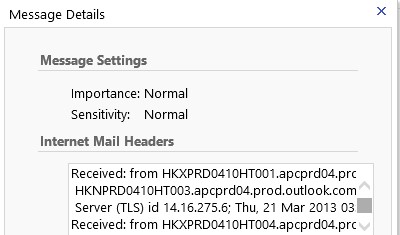 I . T . s: How to Check Internet message header in O365