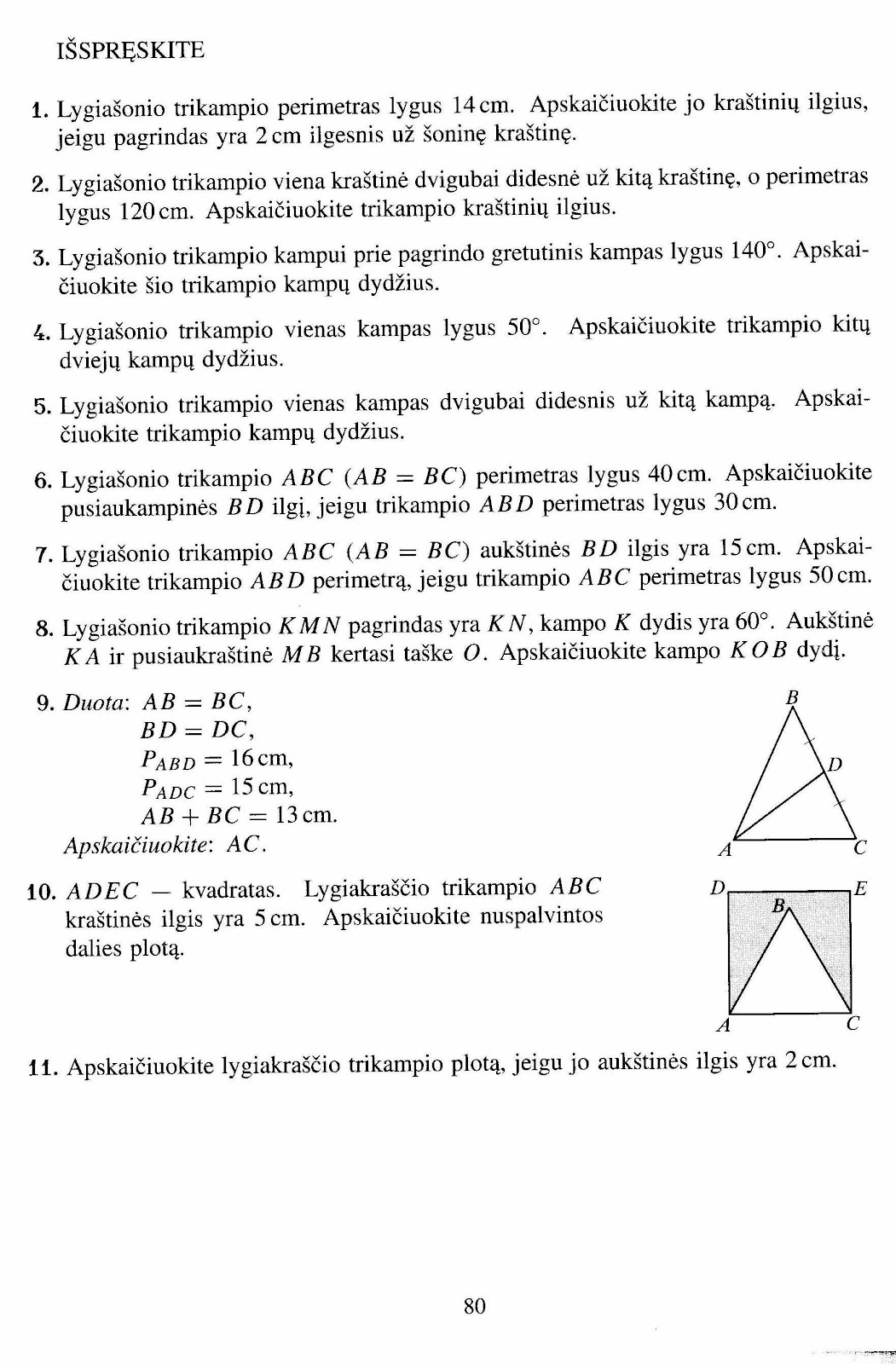Dešimtokams: Lygiašonis trikampis