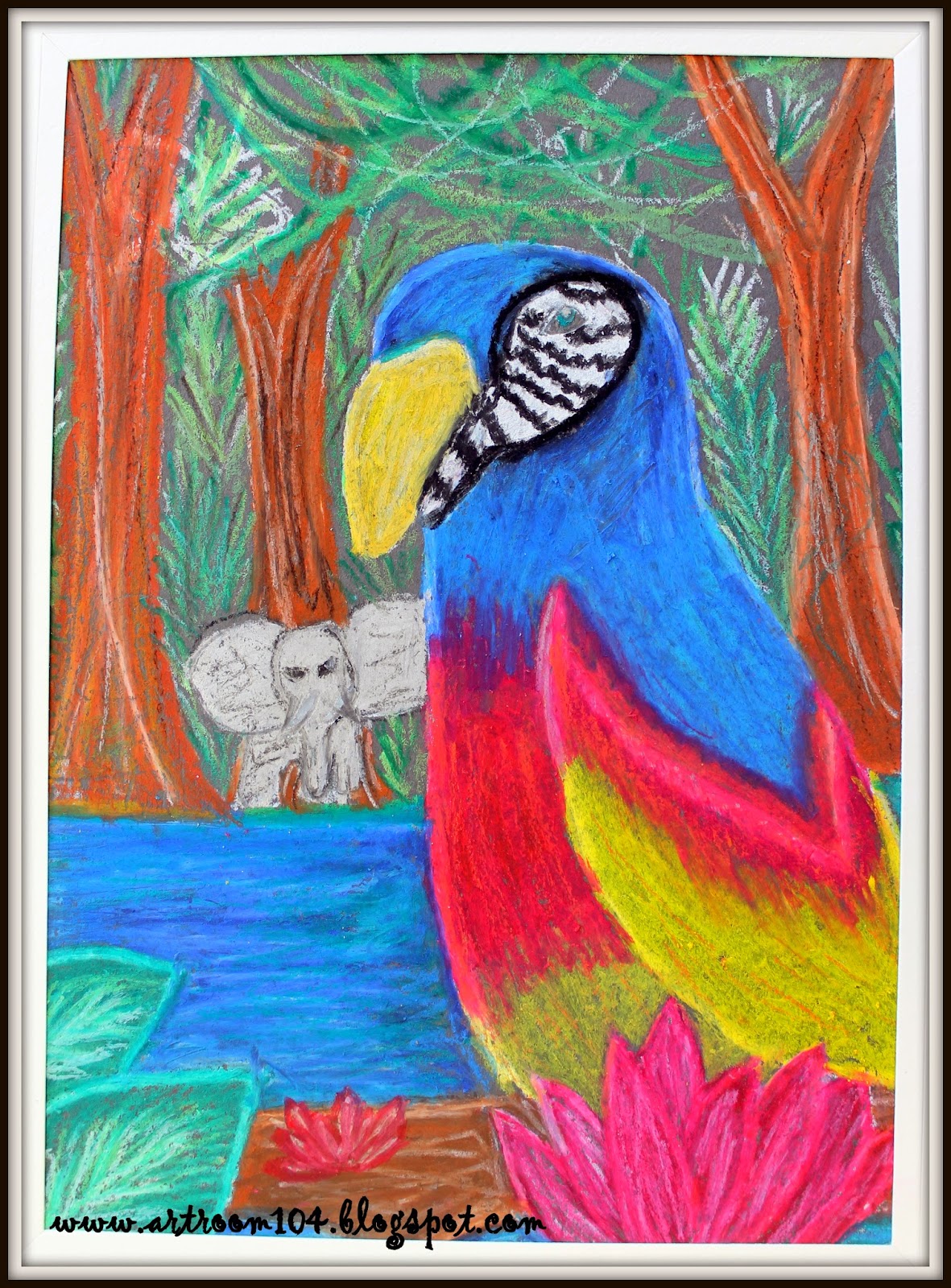 Art Room 104: 5th Grade: Oil Pastel Jungle Animals