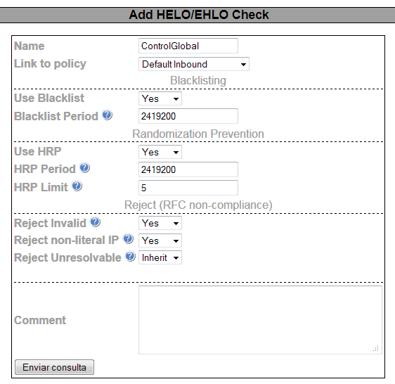 coDementia: Uso básico de PolicyD Cluebringer: Control de HELO/EHLO