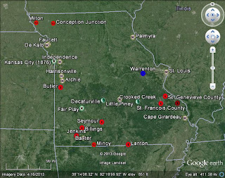 Meteorite Maps and Impact Craters - Worldwide: Missouri Meteorites Map