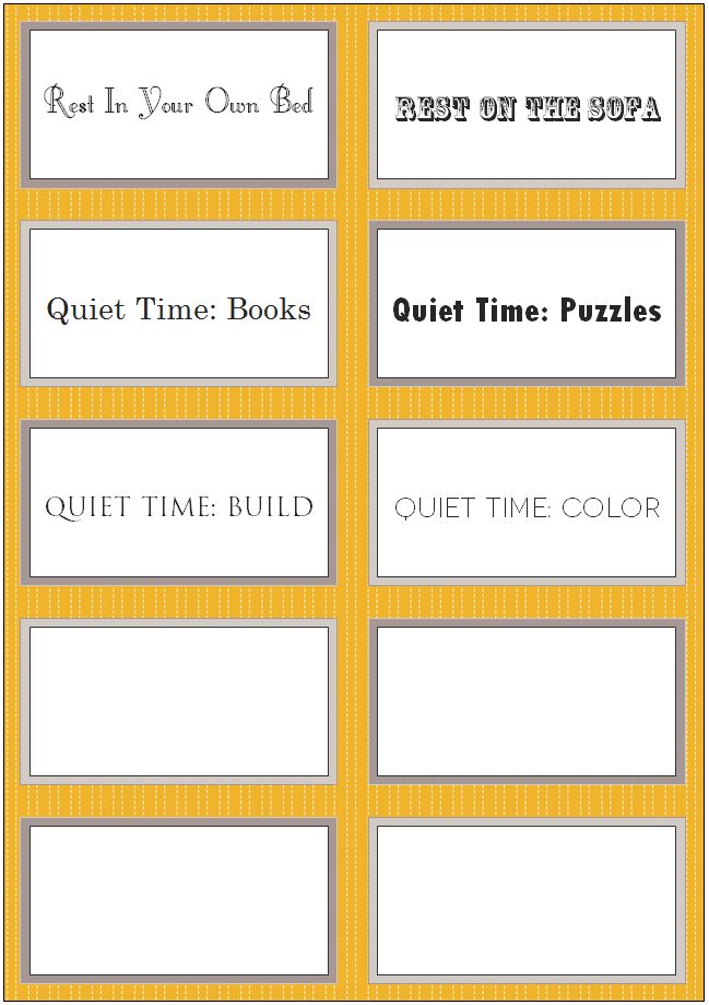 Painless Meals: Toddler Nap/Quiet Time Cards