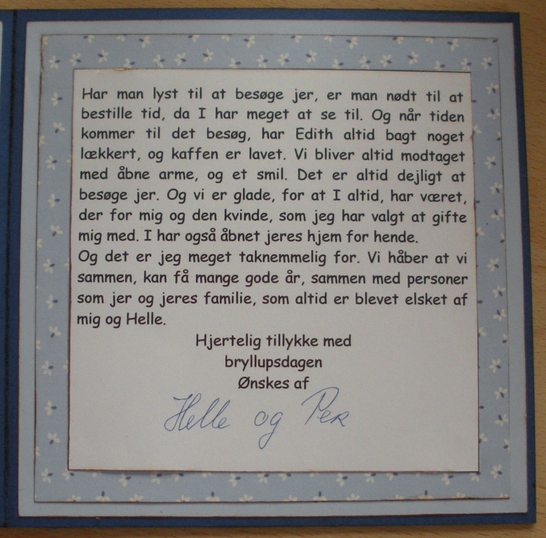 Helles kort: Kort til 55 års bryllupsdag - Edith og Erik