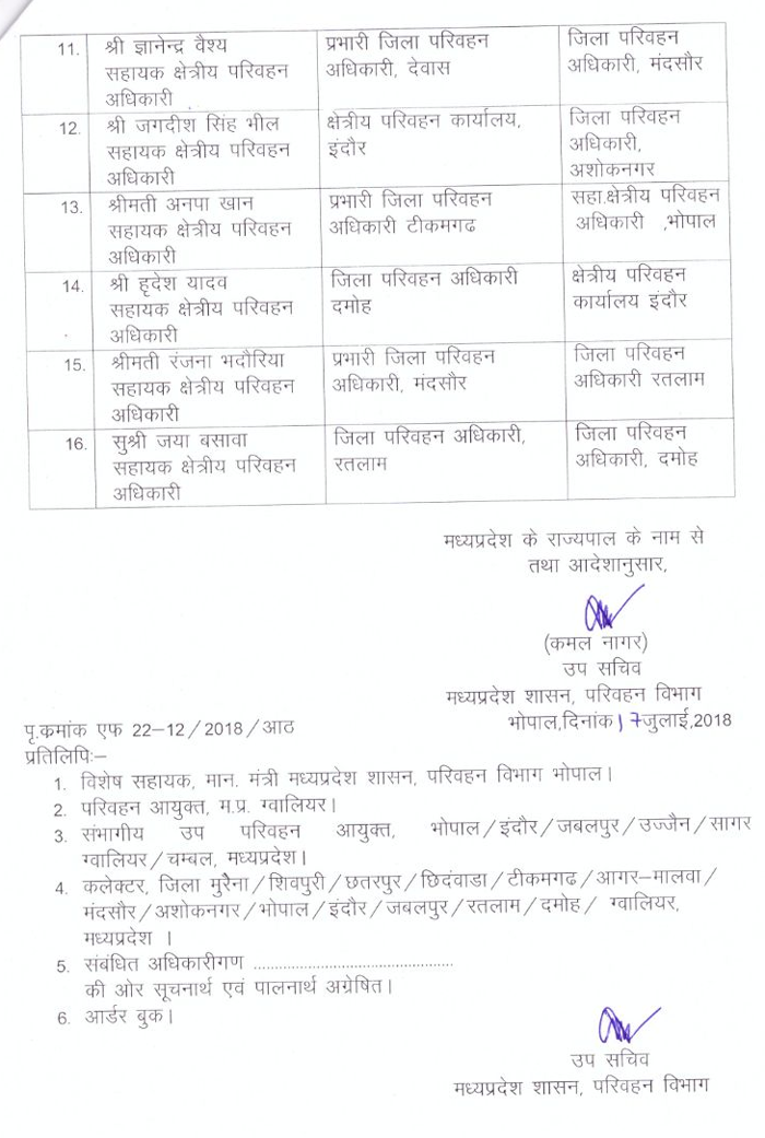 मप्र: तहसीलदार और आटीओ की ट्रांसफर लिस्ट | MP TRANSFER LIST OF ...