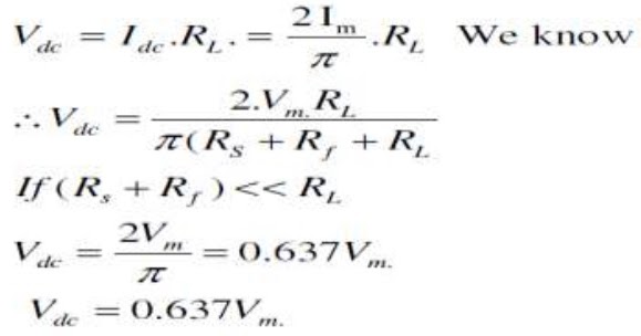 Full-Wave Rectifier DC output voltage Vdc Derivation