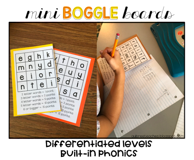 aubree teaches: Word Work Boggle - LOW prep! (free printables)