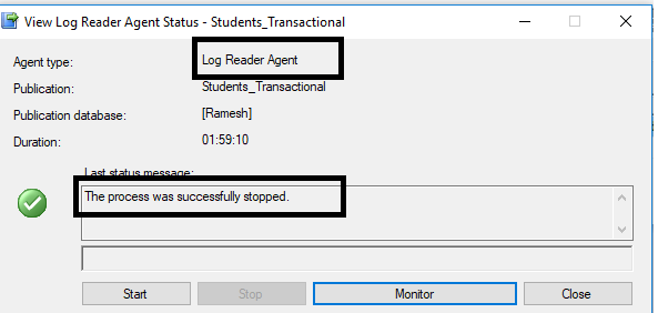 The process could not execute 'sp_repldone/sp_replcounters' on 'RAMESH\DEV'. (Source: MSSQL_REPL ...