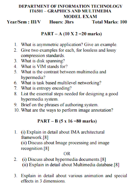 IT6501 – GRAPHICS AND MULTIMEDIA Anna Univ Chennai Oct 2015 Model ...