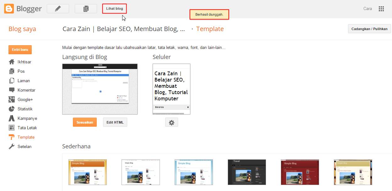 Cara Mengganti Template Blog Mengubah Tampilan Terbaru | Cara Zain