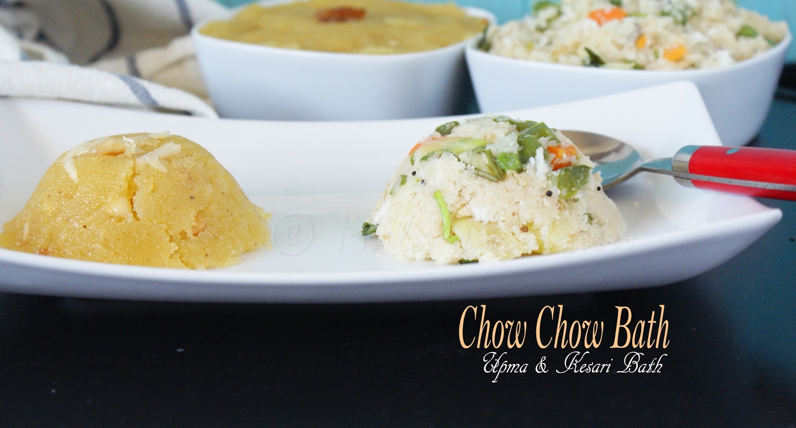 Chow Chow Bath (South Indian Breakfast - Upma & Kesari Bath) - Malas ...