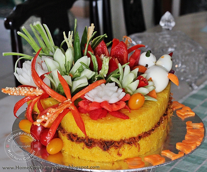 HomeKreation - Kitchen Corner: Gubahan Pulut Kuning Lapis Serunding ...