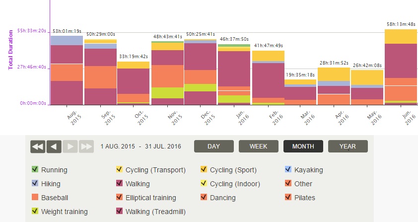 The Well: Exercise Duration for the Year