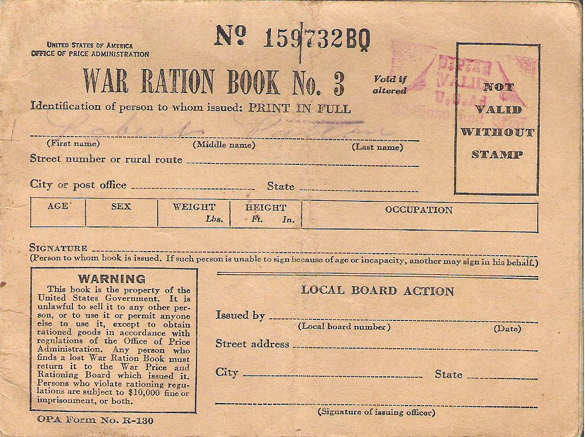 Patton/Hunter Family Tree: Ration Books from WWII (1943)