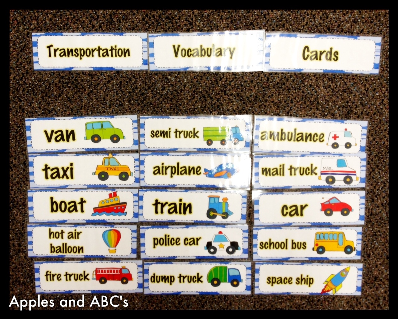 Monthly Vocabulary Cards - Apples & ABC's