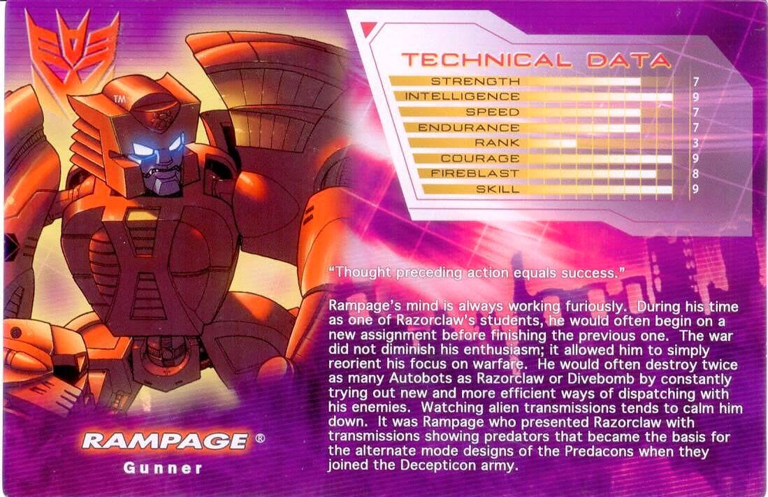 Transformers Bio Card Database: 2008
