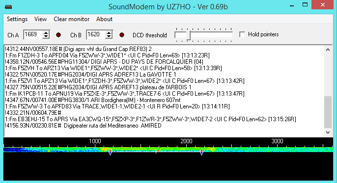 F8RFL: SOUNDMODEM : DECODEUR APRS, AFSK et émulation AGWPE