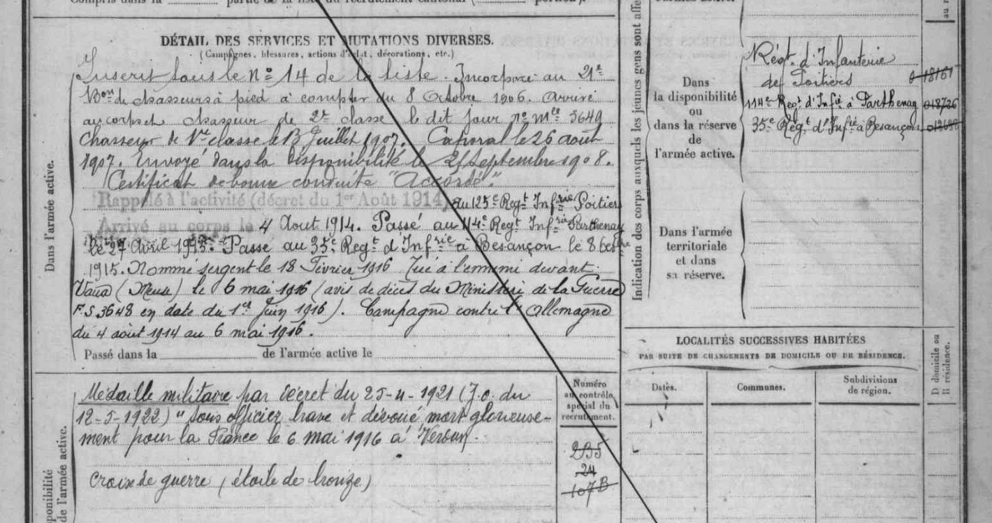 Mémoire des poilus de la Vienne: SABOURIN Henri Pierre