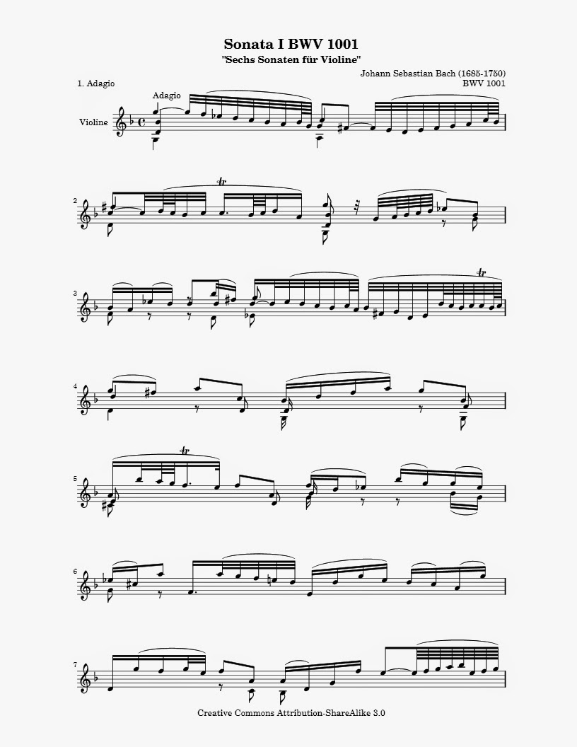 Johann Sebastian Bach - Adagio BWV 1001 | Partituras para Violin