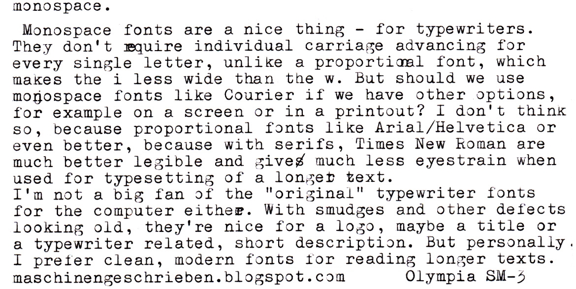 maschinengeschrieben: monospace.
