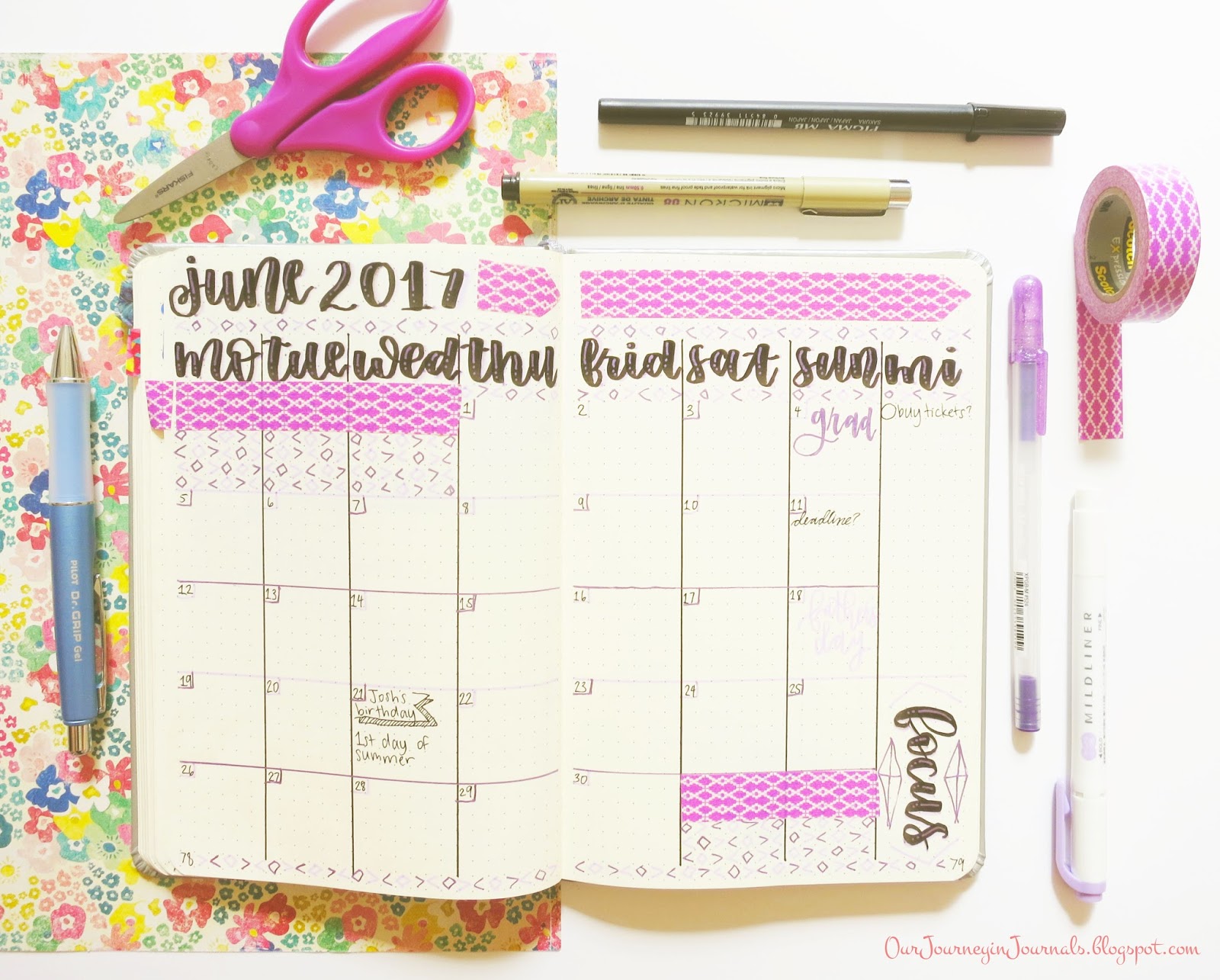 Our Journey in Journals: June 2017 Bullet Journal Setup