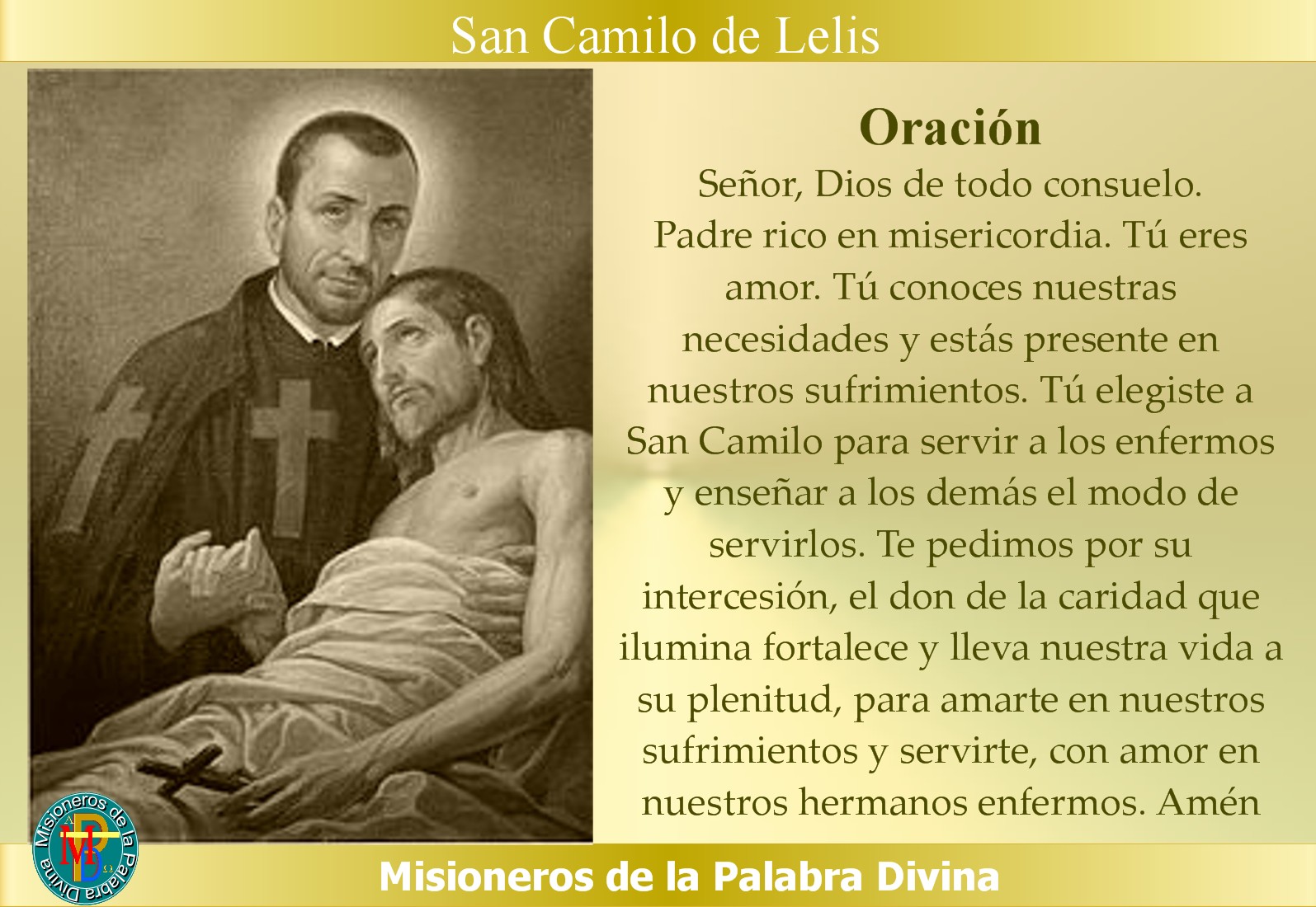 Misioneros de la Palabra Divina: SANTORAL - SAN CAMILO DE LELIS
