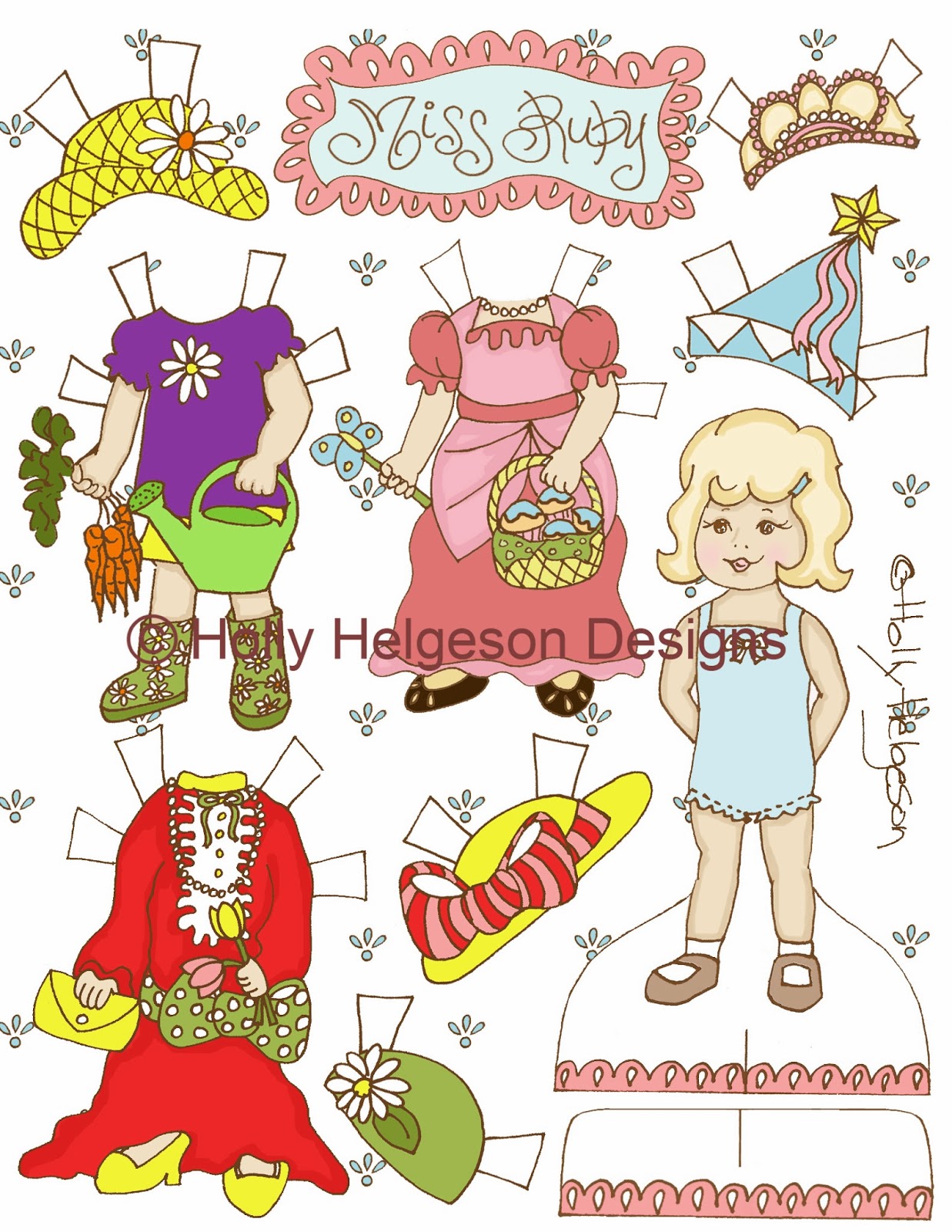 Holly Helgeson: Miss Ruby Paper Dolls
