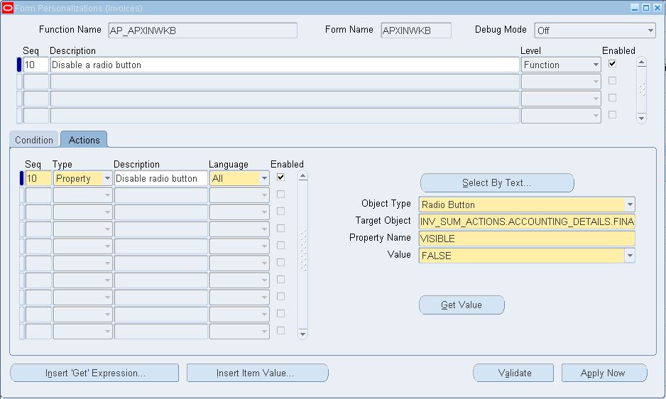 Oracle Concepts For You Form Personalization Disable Create Accouting Final Post