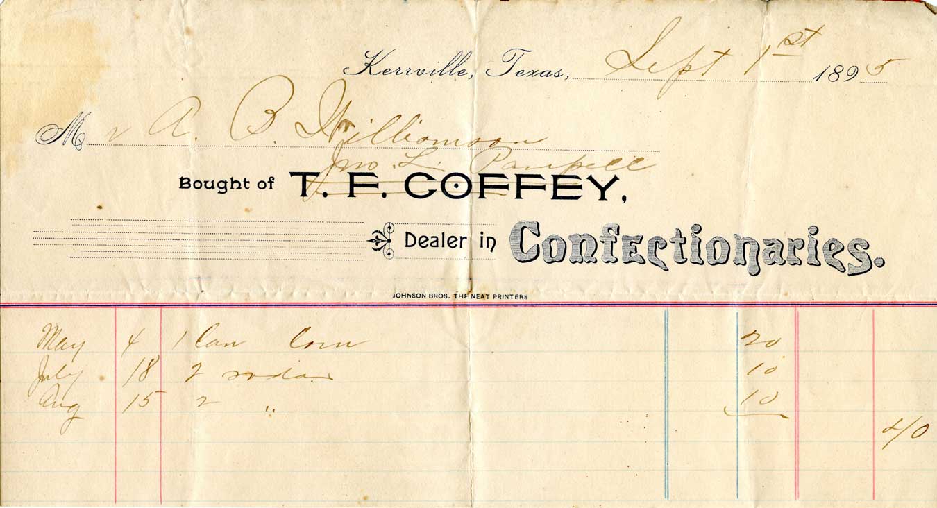 Joe Herring Jr.: Kerrville Ephemera: the curious journey of Parsons' bill