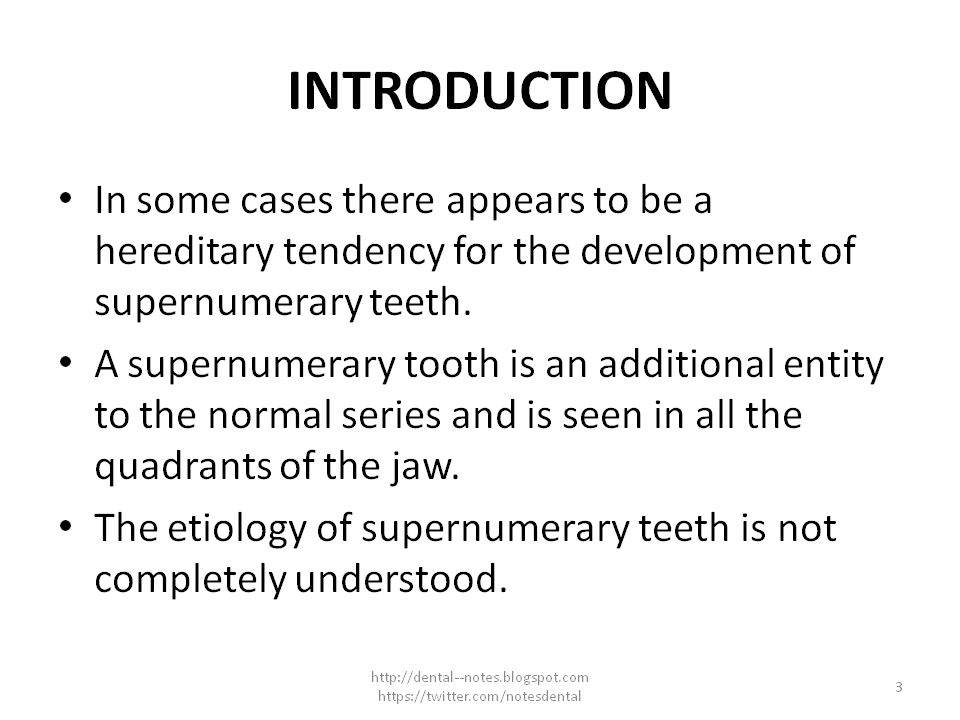 Dental Notes: Supernumerary Teeth NOTES
