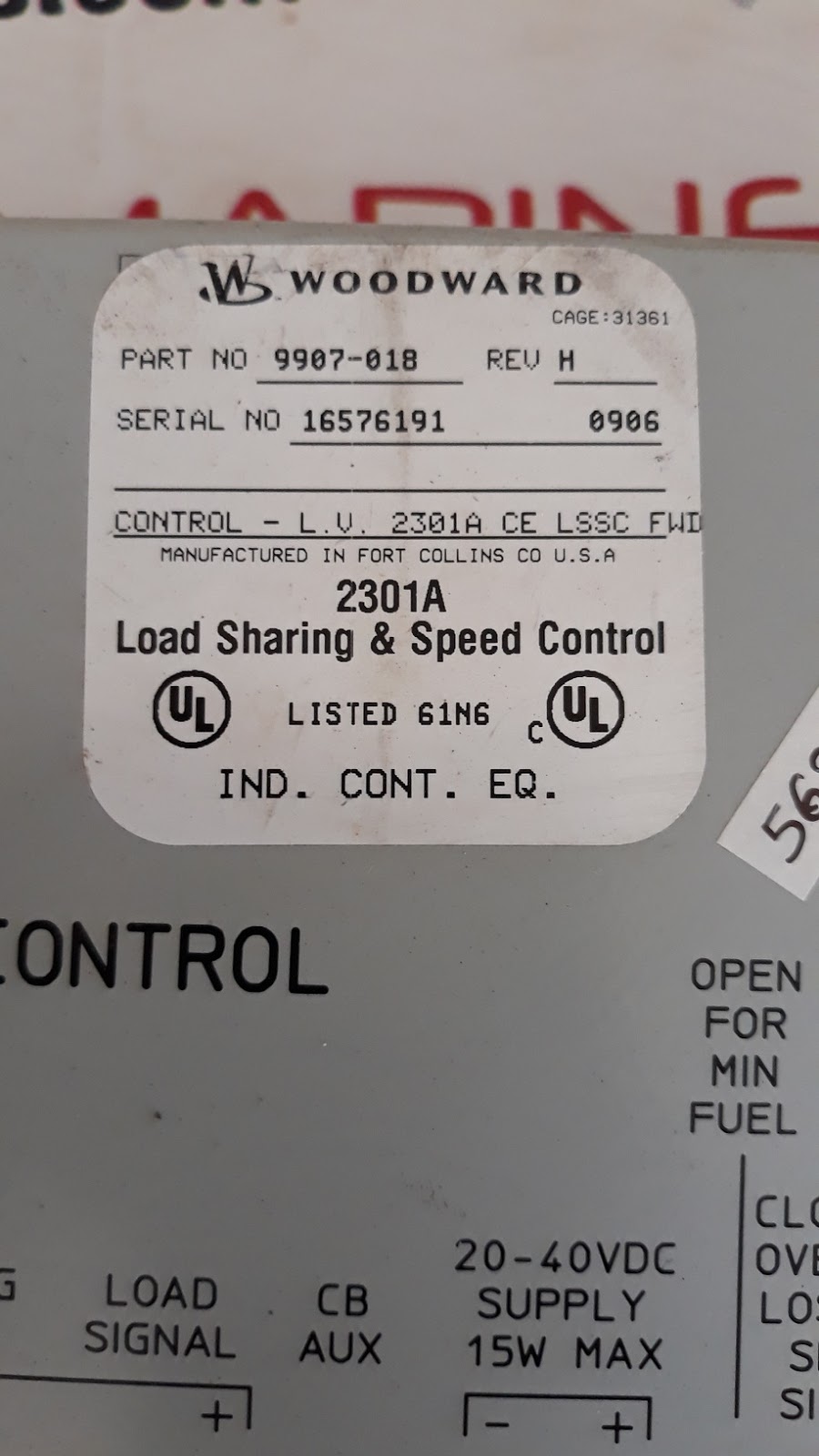WOODWARD LOW VOLTAGE 2301A LOAD SHARING & SPEED CONTROL 9907 018 ...