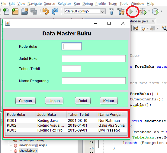 Koneksi Database Mysql dan CRUD Java NetBeans : Menampilkan Tabel Pada Form