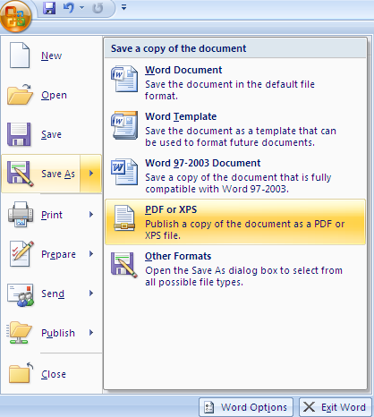 TECH AVAIL: Save as PDF format in MS Word 07