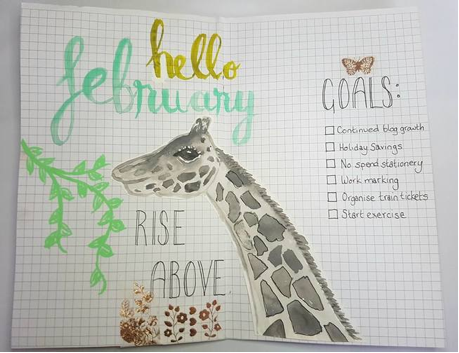 Mrs Brimbles: Grey Scale Animal Watercolour Bullet Journal Page