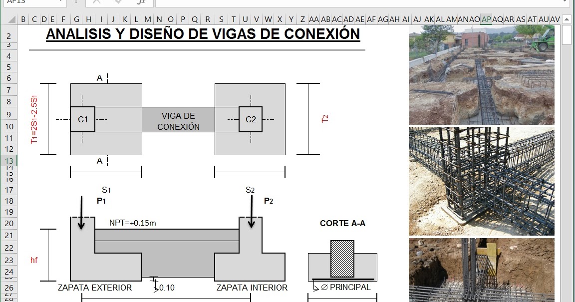 INGENIERÍA CIVIL PROCIVILNET: ( xls ) PLANTILLA EXCEL PARA EL DISEÑO DE ZAPATAS CONECTADA DE ...