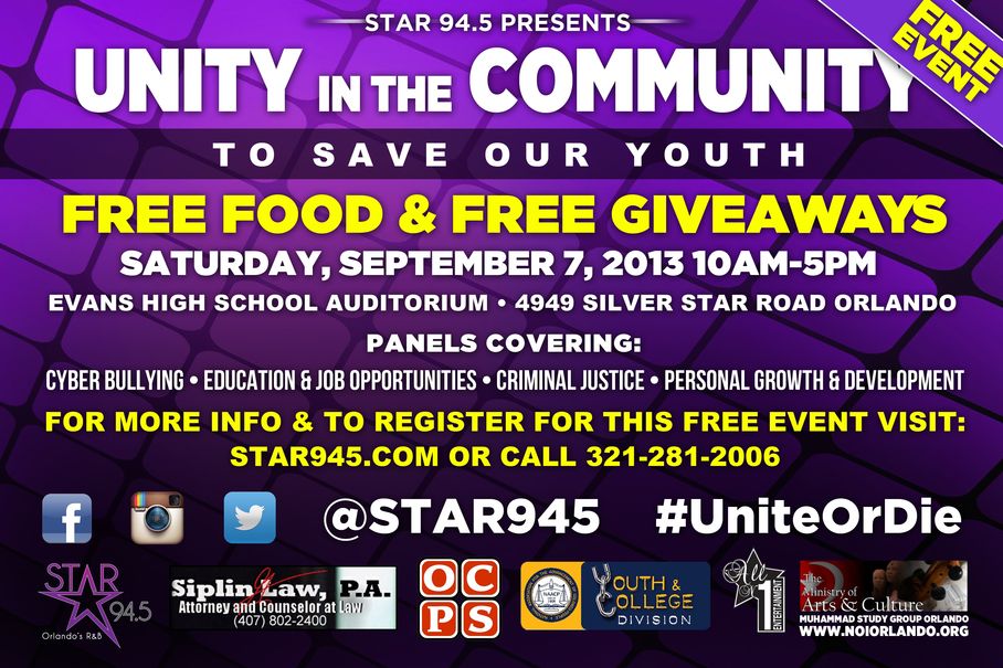 .: Star 94.5 Presents: Unity in the Community to Save Our Youth #UniteOrDie