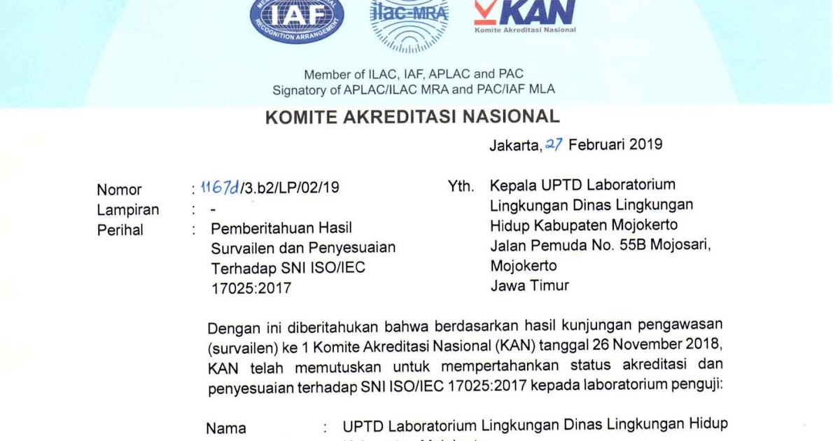 Sertifikat Akreditasi KAN