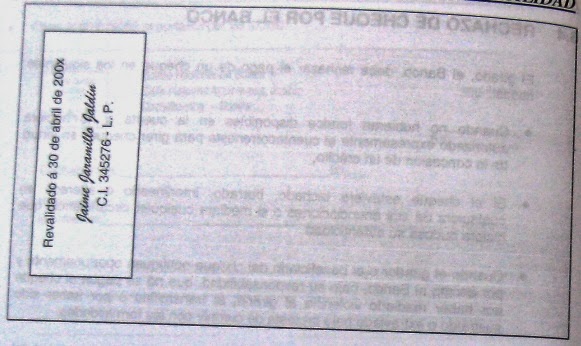 Ejemplo de la revalidación del cheque | FINANZAS y CONTABILIDAD