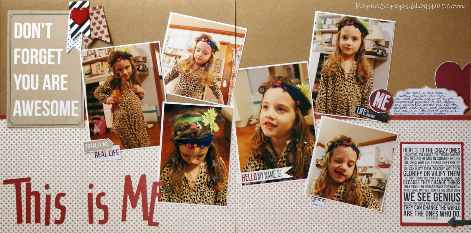 KarenScraps: Two-Page Layout "This is Me"