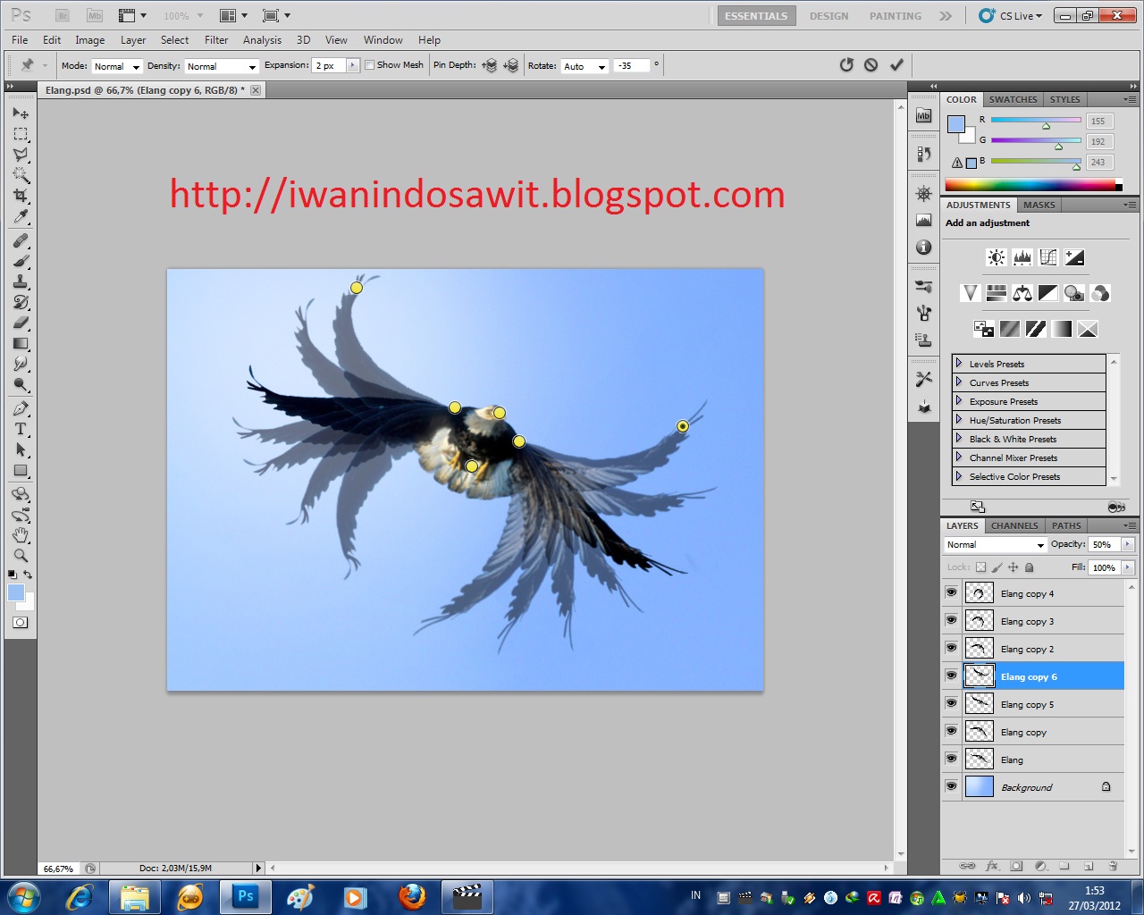 Membuat animasi puppet warp dengan adobe photoshop cs5