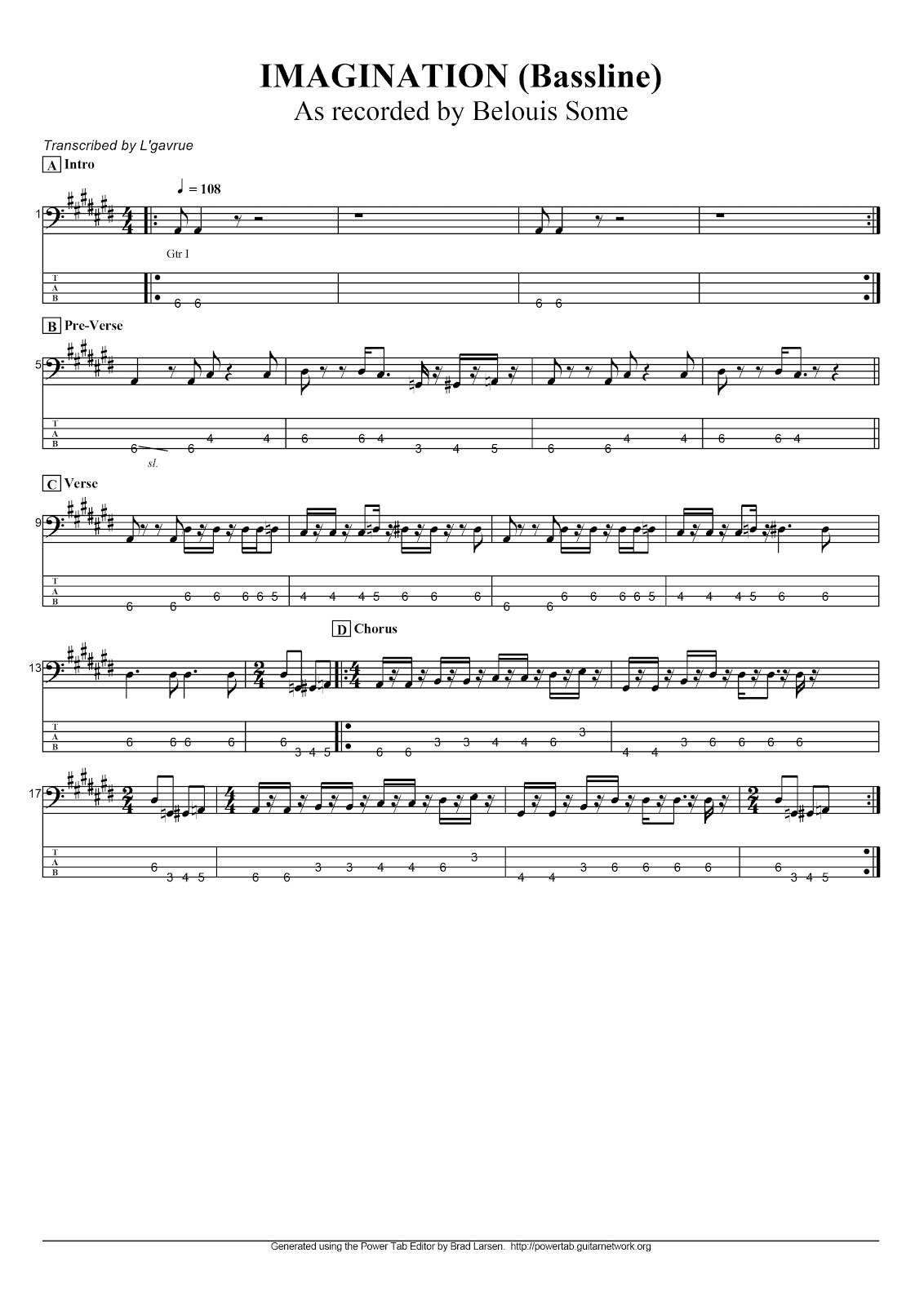 Bass transcriptions: Bass lines (1)
