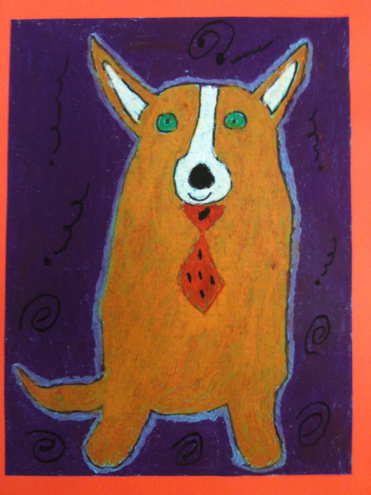 Creating Art: Oil Pastel Dogs Inspired by George Rodrigue's "Blue Dog ...
