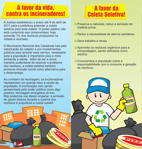 Frank e Sustentabilidade: PANFLETO EDUCATIVO PARA COLETA SELETIVA