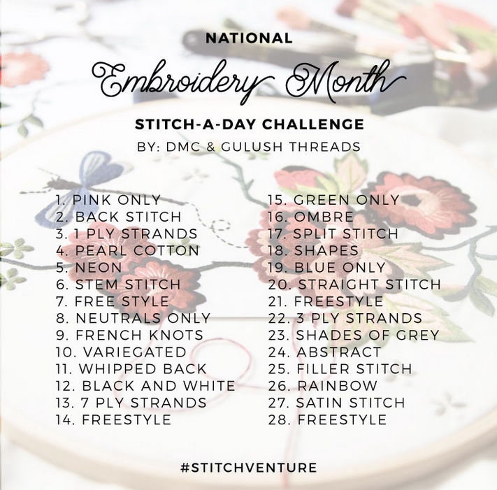 Librarian D.O.A.: National Embroidery Month Stitch A Day Challenge