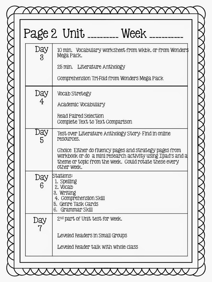 Stellar Students: Wonders Pacing Guide