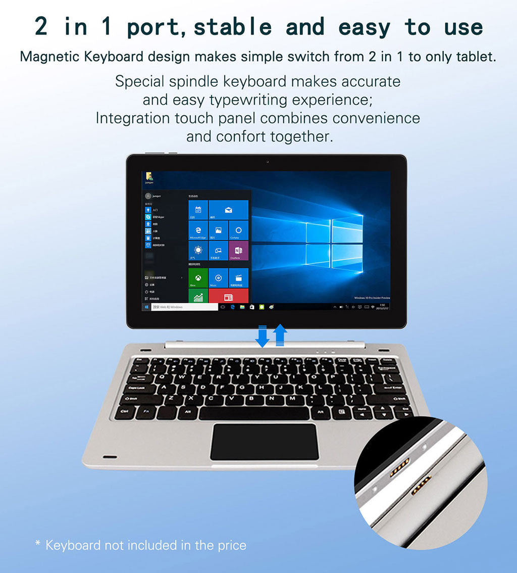 Jumper EZpad 6 2-in-1 Tablet PC: Intel Cherry Trail + Windows 10 OS ...