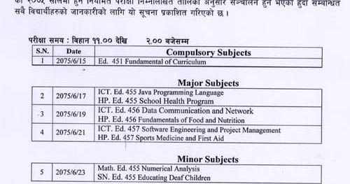 B. Ed. Fifth Semester Routine 2075 Tribhuvan University | Sangitab Blog ...