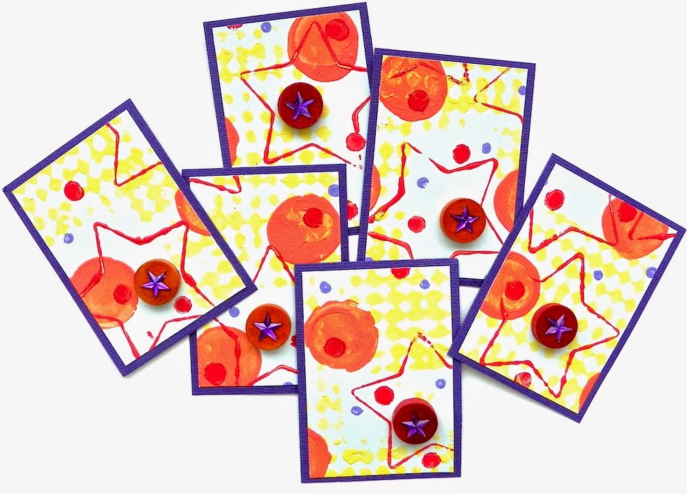 ATC group - paint-stamping with household objects