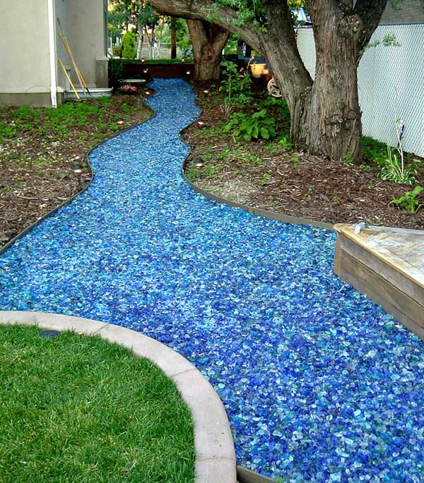 The 2 Minute Gardener: Photo - Dry River Stream Made from Recycled Glass