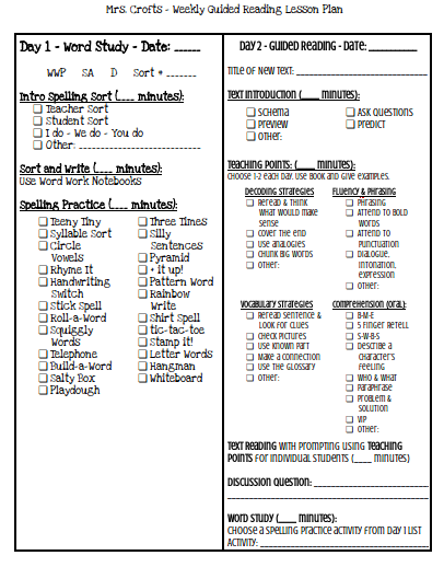 Mrs. Crofts' Classroom: Guided Reading Lesson Plans