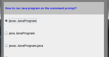 Java programs: Quiz program